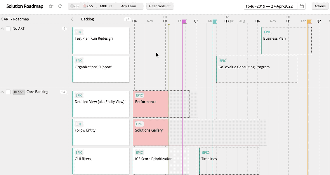 Roadmap view mode | Targetprocess - Enterprise Agility Solution