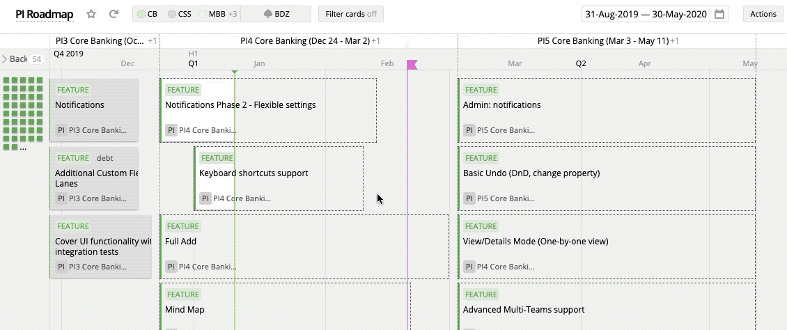 Roadmap view mode | Targetprocess - Enterprise Agility Solution