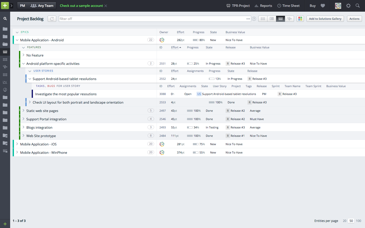 Plan capacity by estimating Effort | Targetprocess - Visual management ...