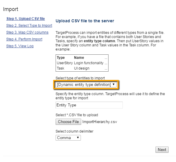 Import Hierarchical Backlogs from CSV Files | Targetprocess ...