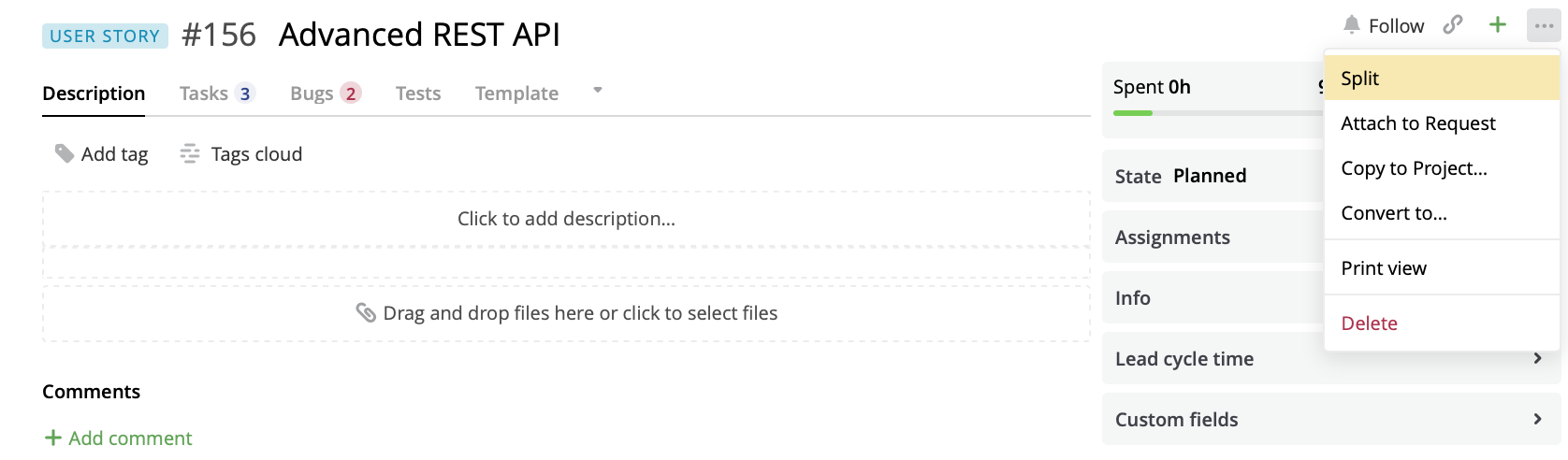 Split Entities Targetprocess Enterprise Agility Solution