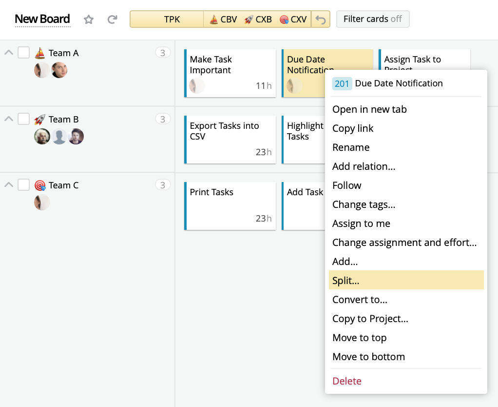 Split Entities Targetprocess Enterprise Agility Solution