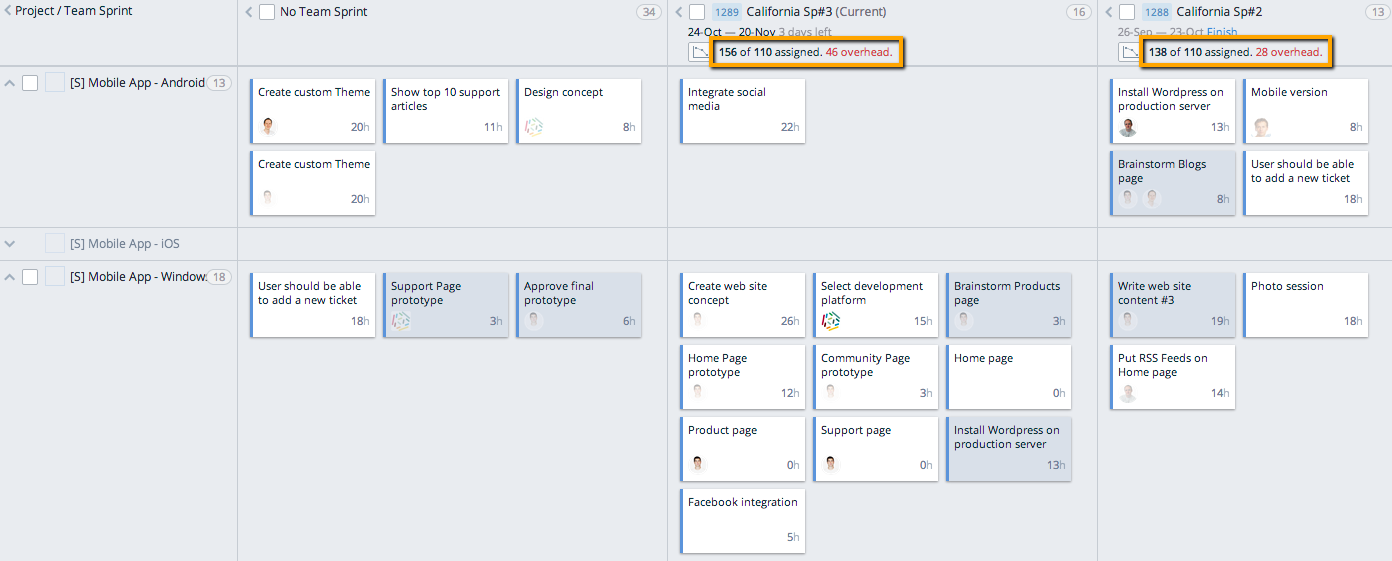 Plan capacity by estimating Effort | Targetprocess - Visual management software