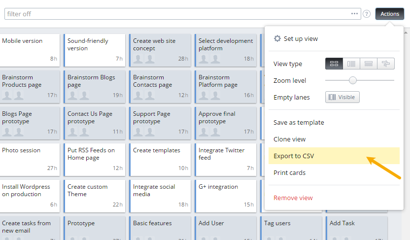 How To Export Data Into A CSV File Targetprocess Enterprise Agility 