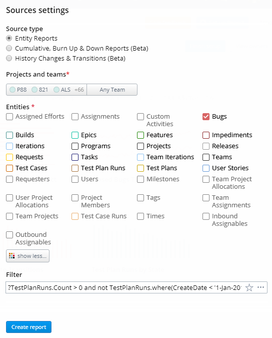Bugs per Test Plan Run Reports | Targetprocess - Enterprise Agility ...