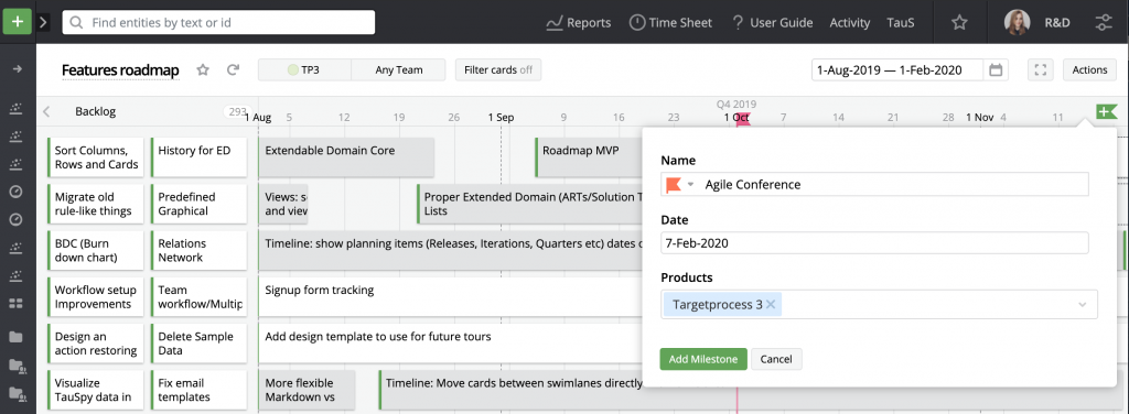 Milestones | Targetprocess - Enterprise Agility Solution