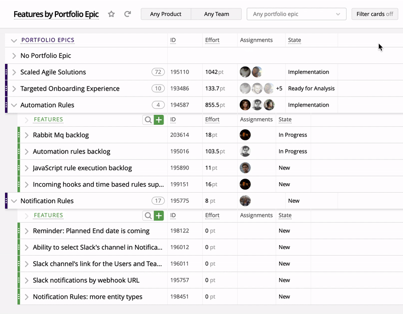 Custom quick filters | Targetprocess - Visual management software