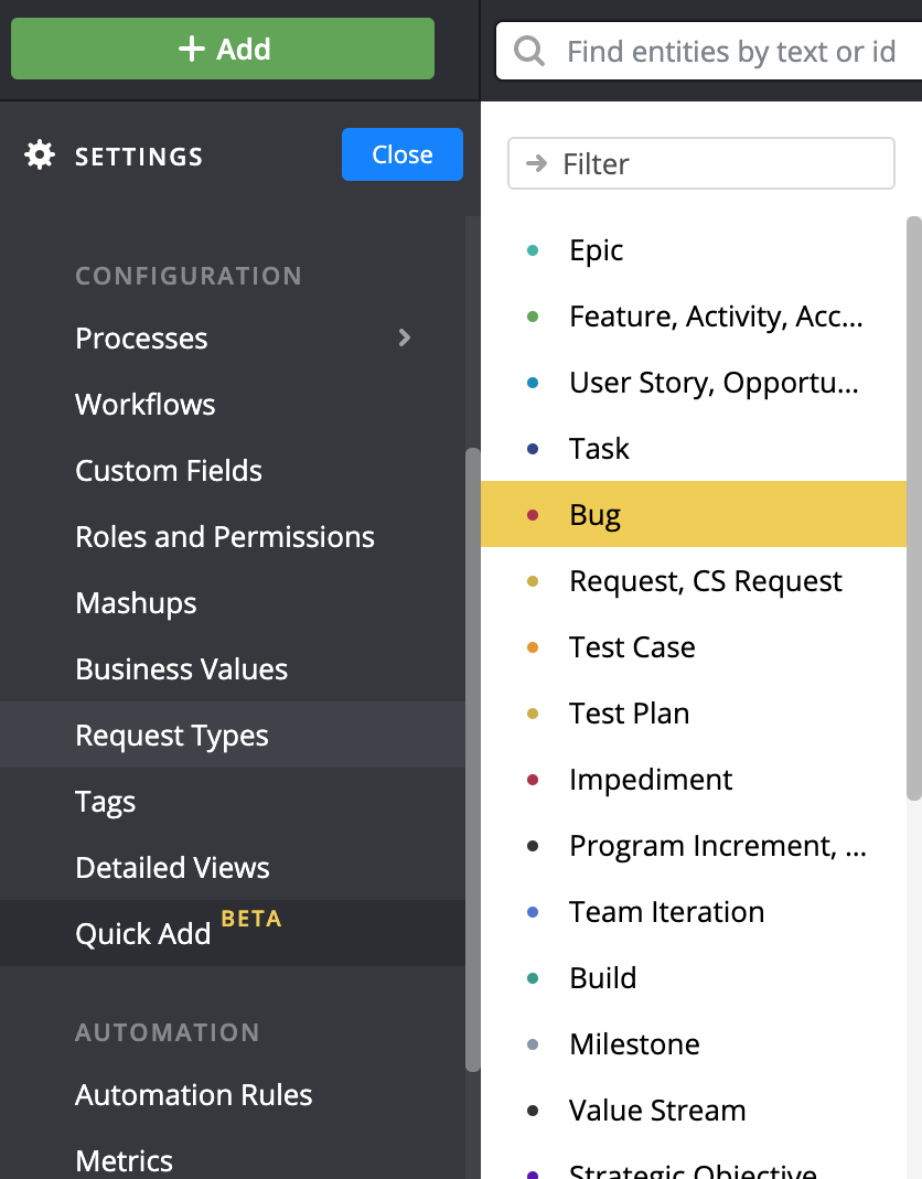 Customize Quick Add form | Targetprocess - Enterprise Agility Solution
