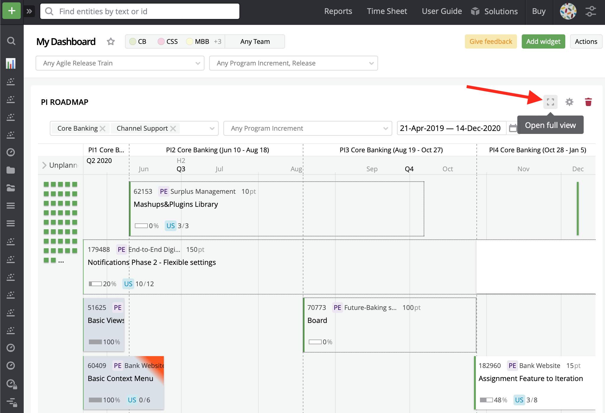Update: Roadmap View and Quick Filters on Dashboards | Targetprocess ...