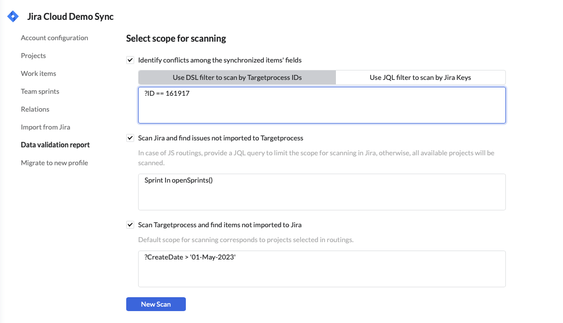 Native Jira Integration: Data Validation Report | Targetprocess - Enterprise Agility Solution